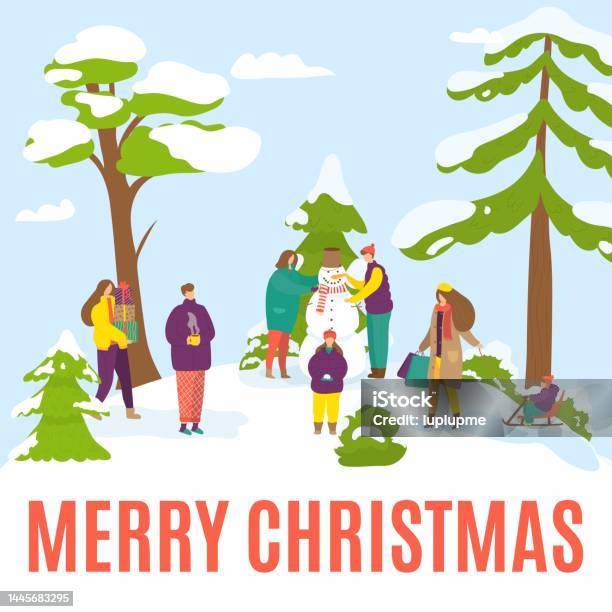 Merry Christmas Banner Kartun Liburan Musim Dingin Untuk Orangorang ... Merry Christmas Banner Kartun Liburan Musim Dingin Untuk Orangorang ...