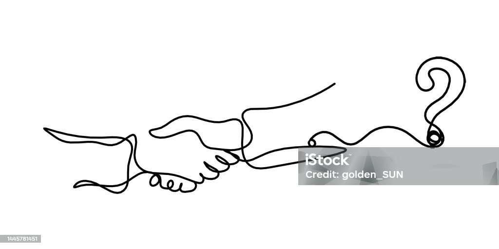 Poignée De Main Abstraite Avec Point Dinterrogation Comme Dessin Au