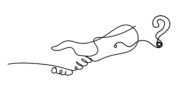 Poignée De Main Abstraite Avec Point Dinterrogation Comme Dessin Au