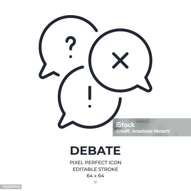 Argue Debate Quarrel And Dispute Concept Editable Stroke Outline Icon