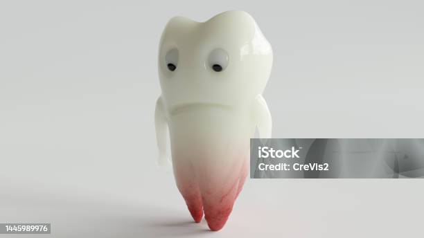 An Unhappy Cartoon Tooth Looks At His Tooth Root Infection 3d Rendering ... An Unhappy Cartoon Tooth Looks At His Tooth Root Infection 3d Rendering ...