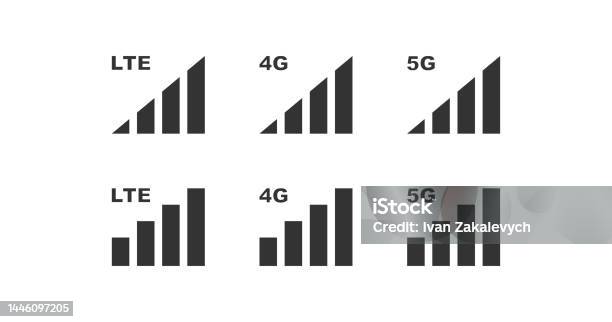 Jeu Dicônes Mobiles De Signal Symbole Dillustration De Niveau Gsm Lte