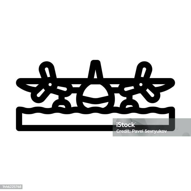 Seaplane Airplane Aircraft Line Icon Vector Illustration Outerwear