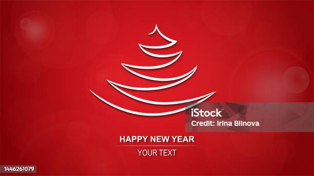 Pohon Natal Putih Dengan Latar Belakang Merah Spanduk Atau Kartu Ucapan