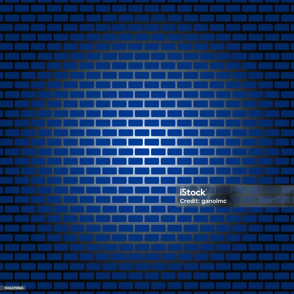 Latar Belakang Dinding Bata Wallpaper Berwarna Biru Tua Dengan Bayangan Di Tepinya Ilustrasi