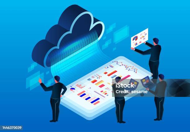 Isometric Modern Cloud Technology Data Management Analytics Businessmen ... Isometric Modern Cloud Technology Data Management Analytics Businessmen ...