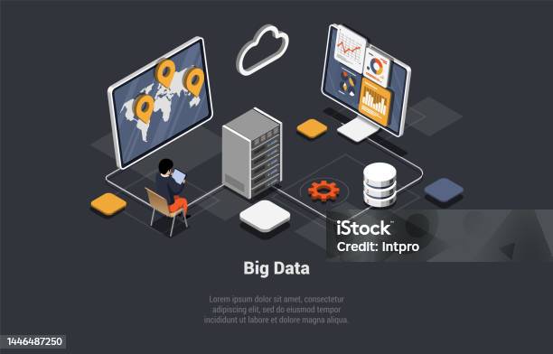 Pusat Pengolahan Data Besar Ruang Server Dengan Rak Perangkat Keras
