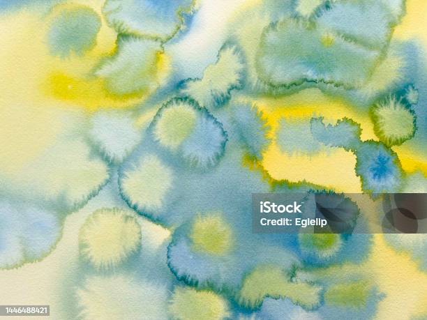 Warna Kuning Dan Biru Latar Belakang Cat Air Warna Primer Abstrak Ilustrasi Stok Unduh Gambar