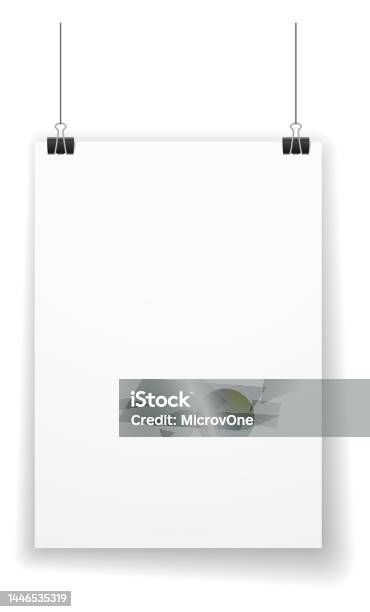 Menggantung Mockup Poster Kosong Bingkai Foto Putih Realistis