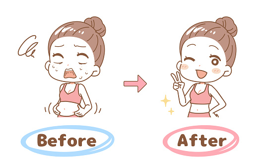 Illustration Of A Woman Before And After A Diet Stock Illustration