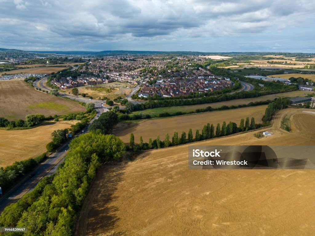 Birds Eye View Of The Hoo Peninsula Townscape Surrounded By Fields