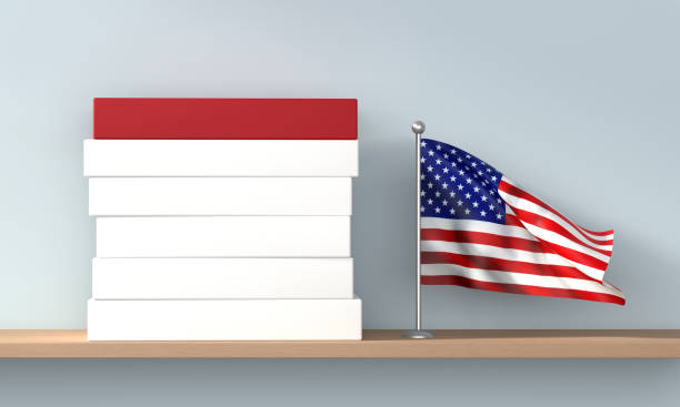 Free Stock Photo of Red Wall With White Shelf, Books, and Flag ...