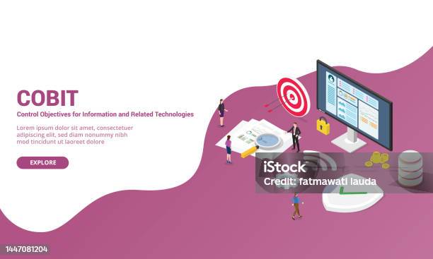 Cobit Control Objectives For Information And Related Technologies With Modern Isometric Style