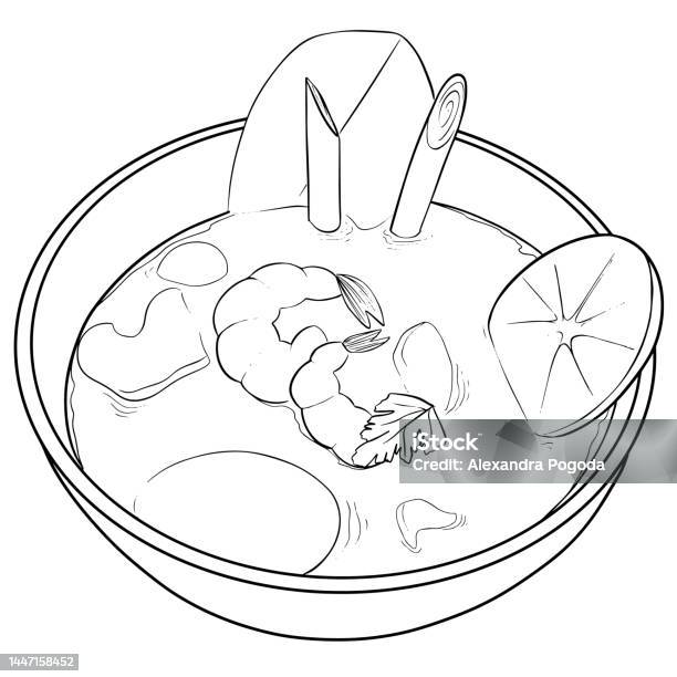 Hand Draw Illustration Asian Food Line Art Restaurant Menu Outline