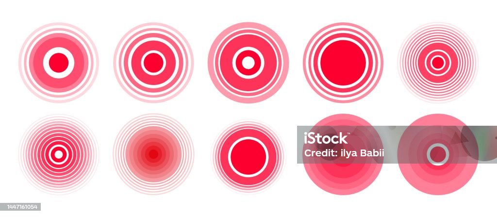 Set Of Pain Red Circles Iconsset Of Radar Signsvector Illustration ... Set Of Pain Red Circles Iconsset Of Radar Signsvector Illustration ...