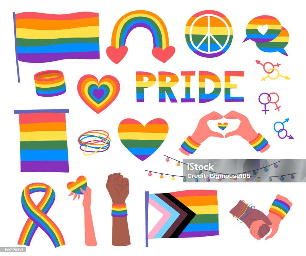 Cartoon Different Pride Lgbt Symbols Set Vector Stock Illustration ... Cartoon Different Pride Lgbt Symbols Set Vector Stock Illustration ...