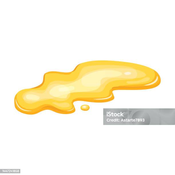 Yellow Puddle Oil Liquid Gold Honey Spill Juice Drop Isolated In