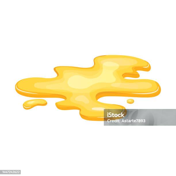 Yellow Puddle Oil Liquid Gold Honey Spill Juice Drop Isolated In