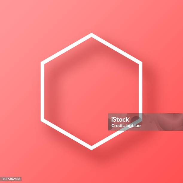 Hexagone Icône Sur Fond Rouge Avec Ombre Vecteurs Libres De Droits Et