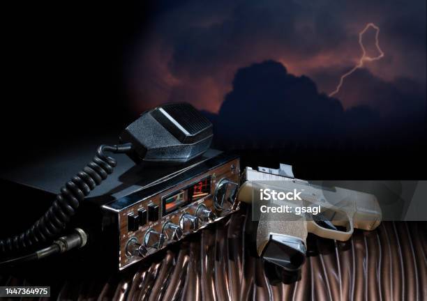 Weapon And Ham Radio With Lightning Striking Behind Stock Photo ... Weapon And Ham Radio With Lightning Striking Behind Stock Photo ...