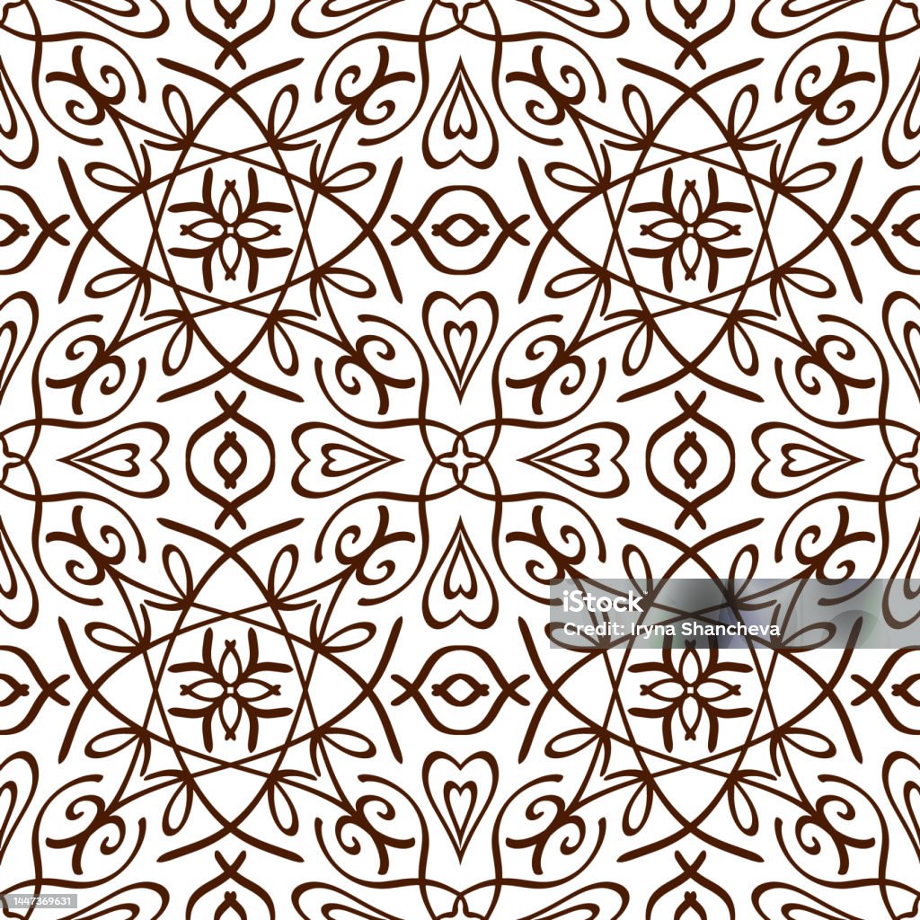Line Seamless Pattern Isolated Doodle Hand Drawn Art Sketch Vector