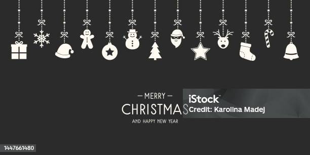 Kartu Ucapan Natal Dengan Dekorasi Dan Keinginan Sederhana Konsep