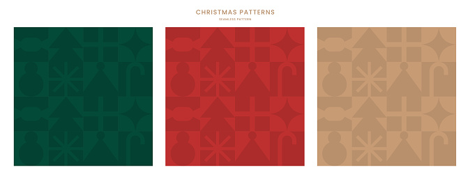 Christmas Icons Elements With Geometric Seamless Pattern Web Banner