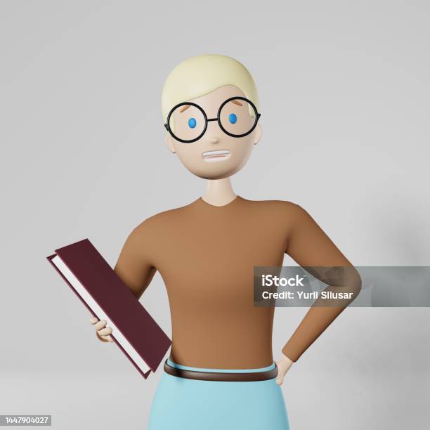 Smiling Blond Girl Employee Glasses 3d Rendering Avatar Ui Ux Design