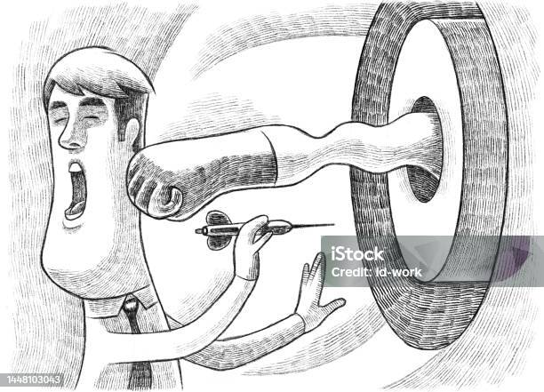 Pria Memegang Anak Panah Dan Ditinju Oleh Gambar Bullseye Ilustrasi ... Pria Memegang Anak Panah Dan Ditinju Oleh Gambar Bullseye Ilustrasi ...