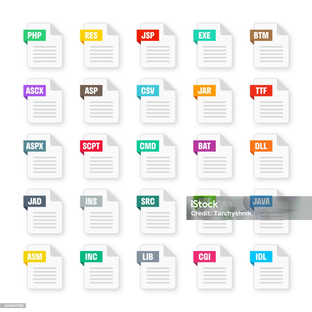 Common System File Formats Document Types And Extensions Flat Style