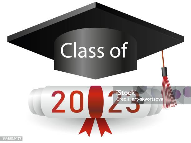 Classe De 2023 Avec Casquette De Fin Détudes Nombre Avec Des Plafonds