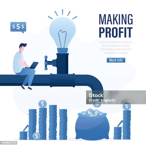 Profitable Startup Entrepreneur Sits On Pipe With Cash Flow Making ... Profitable Startup Entrepreneur Sits On Pipe With Cash Flow Making ...