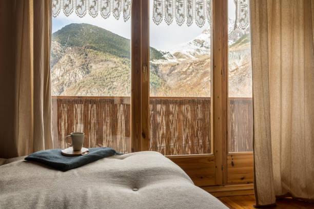 Free picture: balcony, cottage, mountains, view, window, landscape ...