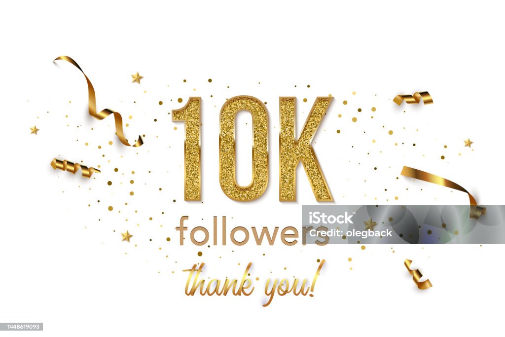 10000 Followers Celebration Horizontal Vector Banner Social Media