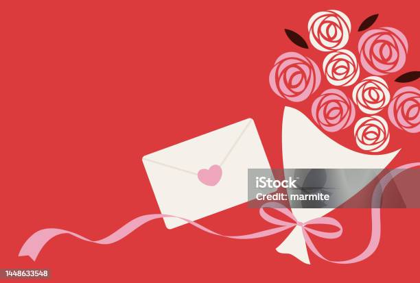 Fond Vectoriel De La Saintvalentin Avec Un Bouquet De Roses Et Une