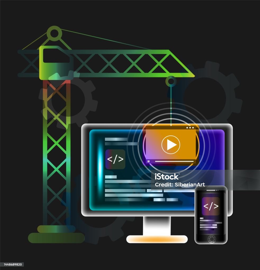 Web Develop Coding And Programming Vector Banner Stock Illustration