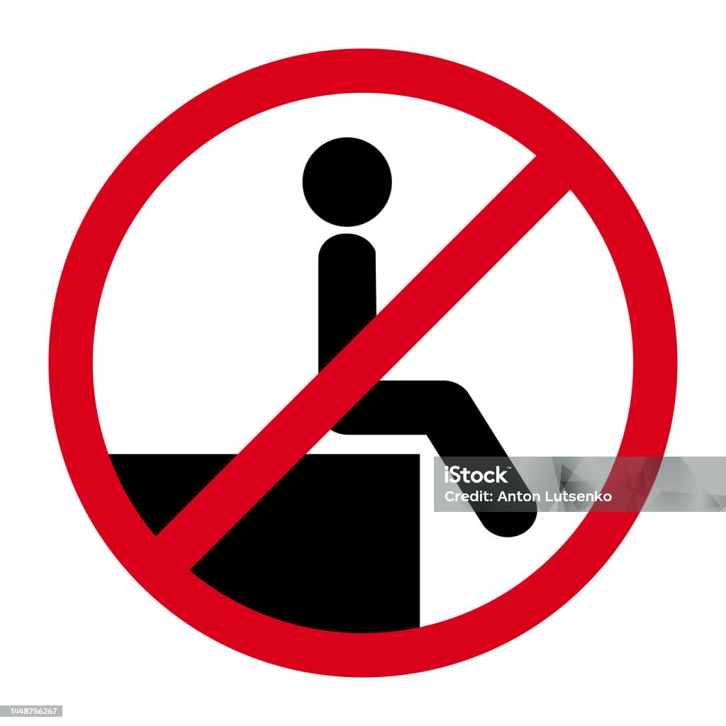 Please Do Not Sit Here Red Round Sign On White Background Stock Illustration Download Image