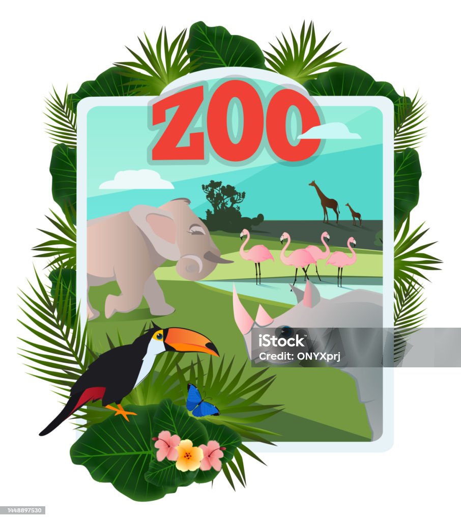 Ilustración de Logotipo Del Zoológico Emblema De Animales Salvajes Y ... Ilustración de Logotipo Del Zoológico Emblema De Animales Salvajes Y ...