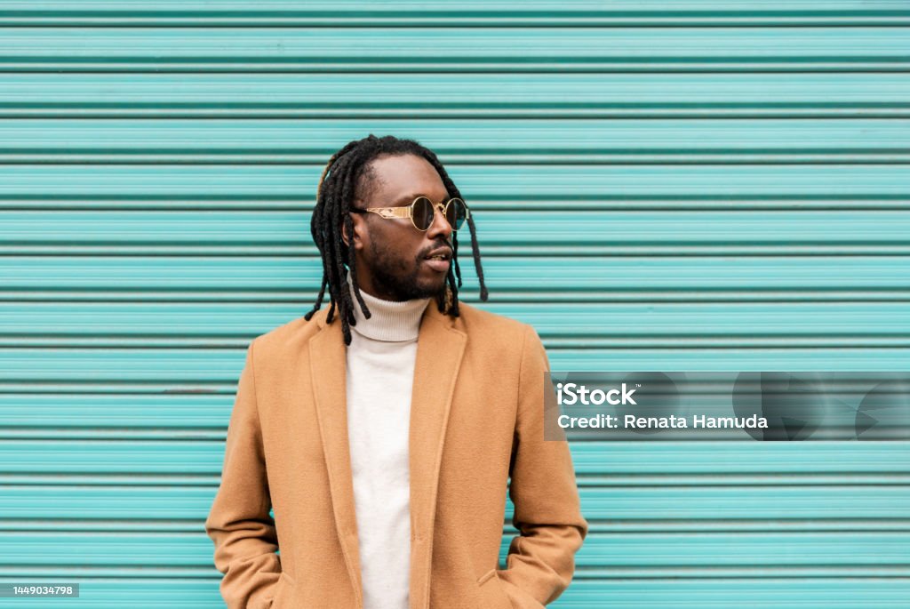 Handsome African American Man With Braids Wearing Stylish Sunglasses
