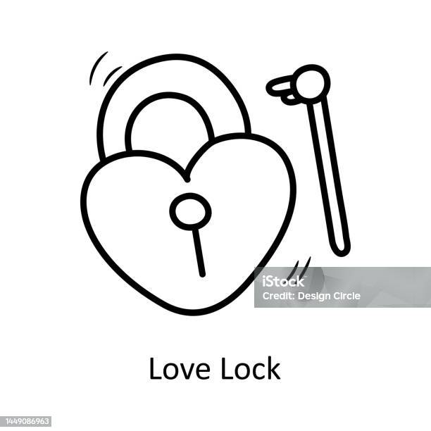 Love Lock Contour Vectoriel Illustration De Conception Dicônes Fête Et