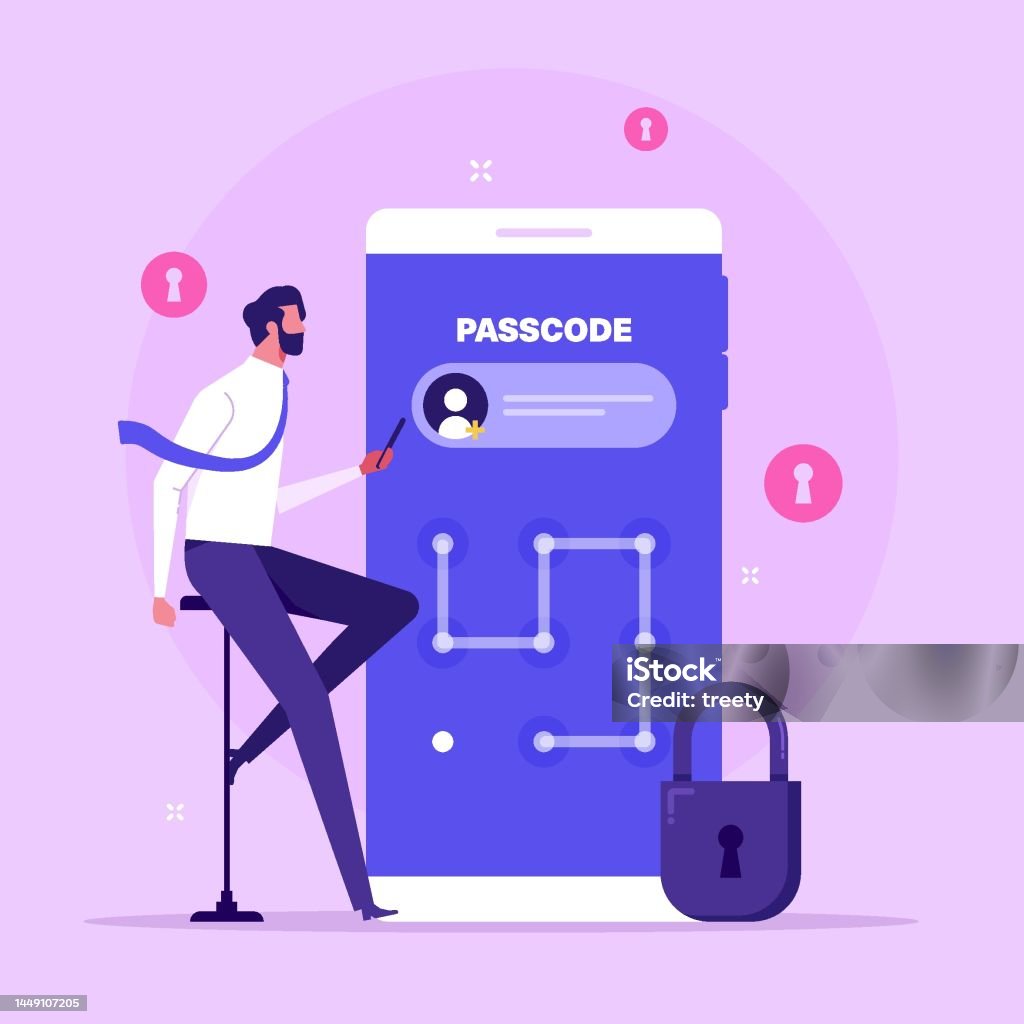 Pattern Unlock Passcode Illustration Concept Businessman Enter Passcode