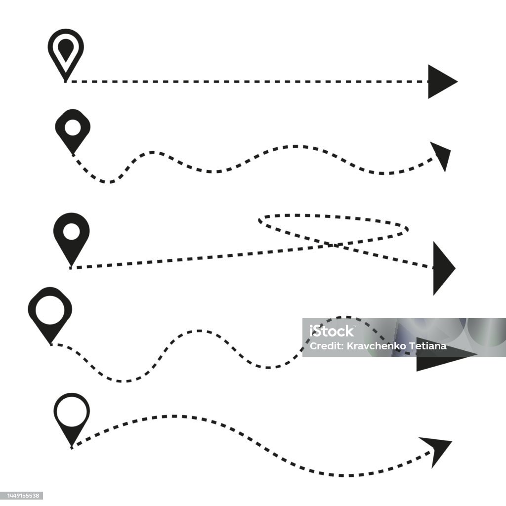 Doodle Icon With Pin Arrow Path Graphic Element Vector Illustration Stock Image Stock