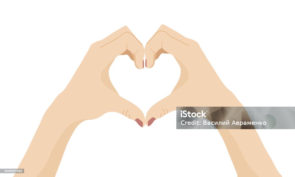 Two Hands Making Heart Sign Love Romantic Relationship Concept Isolated
