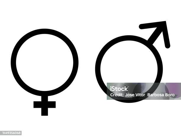Female And Male Gender Symbol Set Black Vector On Isolated White