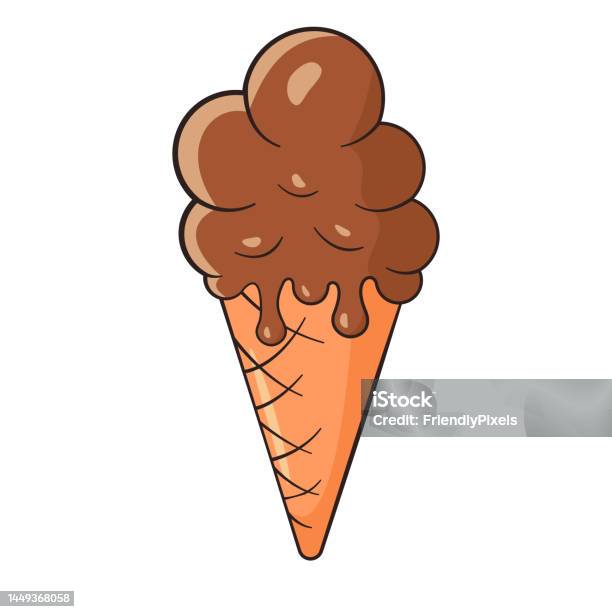Ice Cream Balls In Waffle Cone Vector Illustration Cartoon Stock