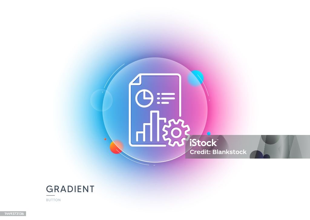 Report Line Icon Column Graph Pie Chart Sign Gradient Blur Button Vector Stock Illustration