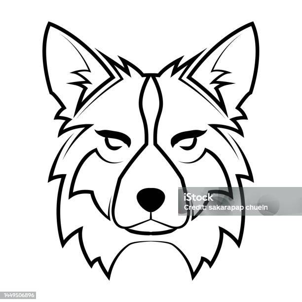 Hitam Dan Putih Garis Seni Kepala Serigala Penggunaan Yang Baik Untuk Simbol Maskot Ikon Avatar