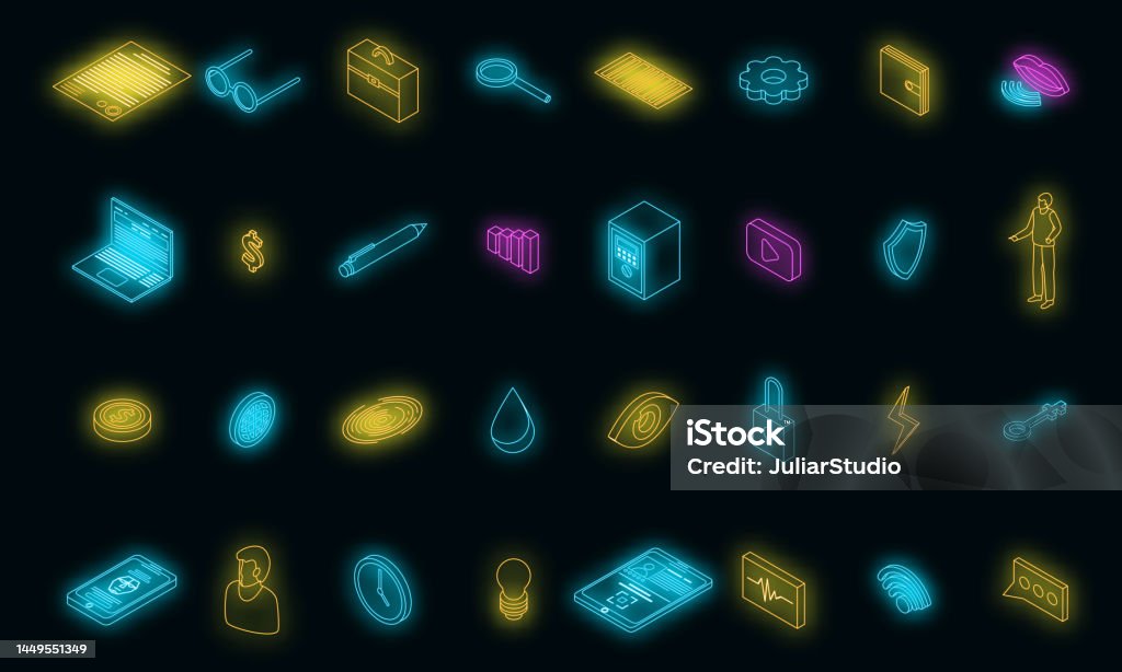 Biometric Authentication Icons Set Vector Neon Stock Illustration ... Biometric Authentication Icons Set Vector Neon Stock Illustration ...
