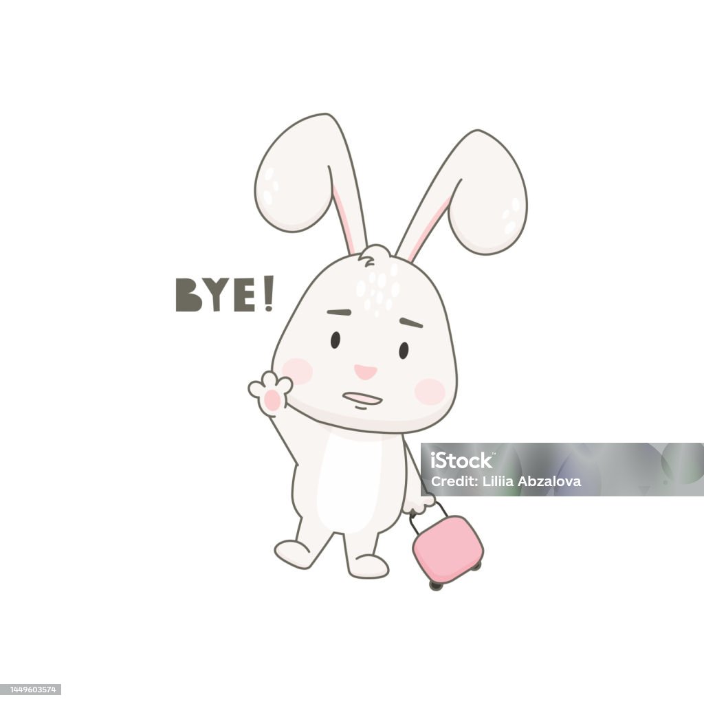 Cute Rabbit Character Isolated On White Easter Bunny Vector Illustration Stock Illustration