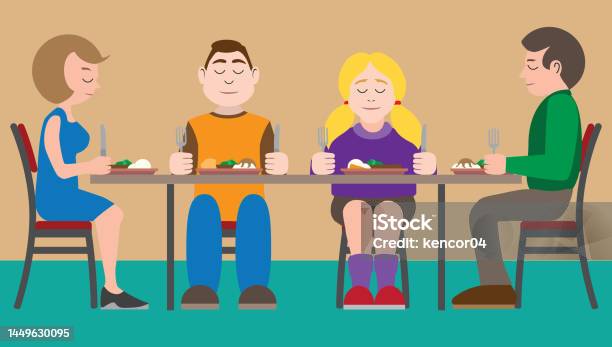 Thankful For The Meal Stock Illustration Download Image Now Adult Affectionate